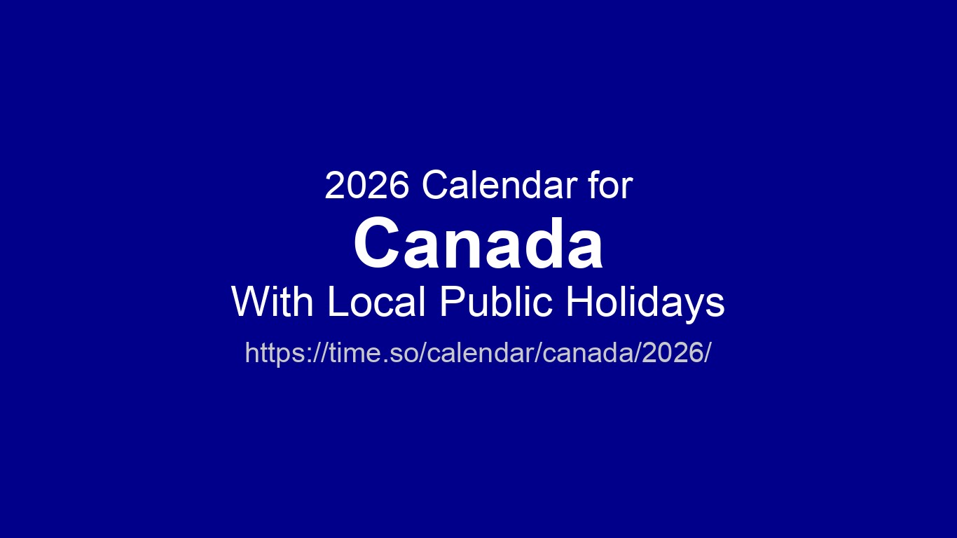 Year 2026 Calendar – Canada | Time.so
