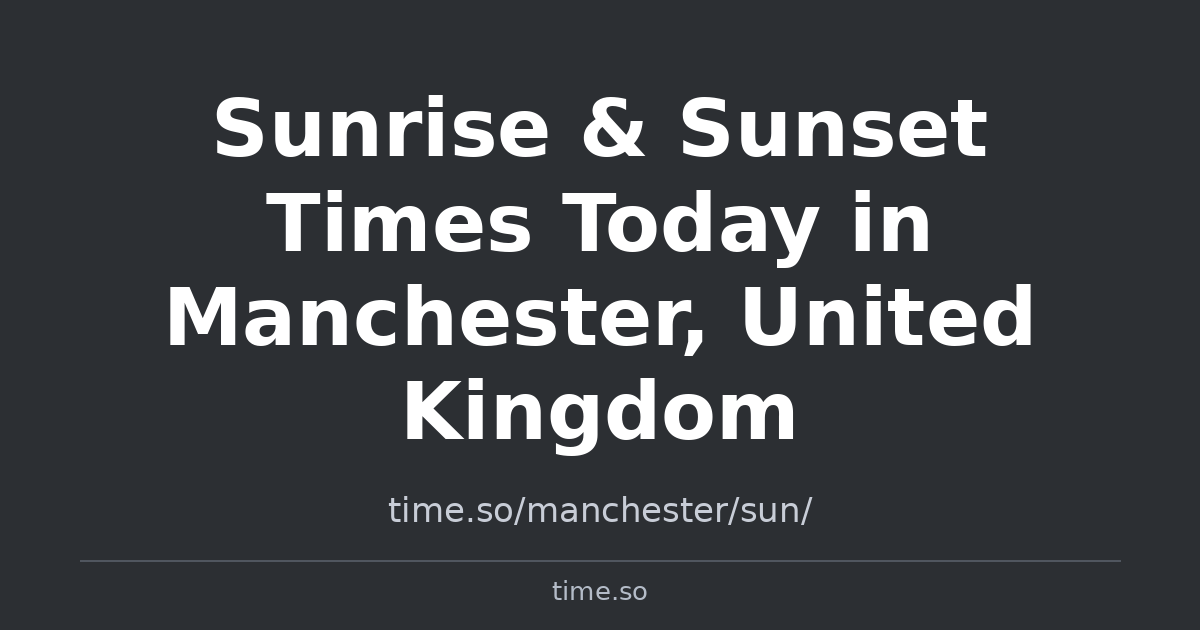 Sunrise & Sunset Times for Manchester, United Kingdom | Time.so